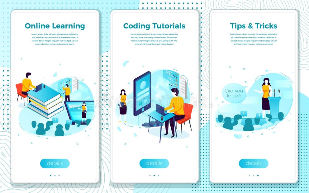 Vector Set Online Tutorial School Learning Process Stock Vector ...