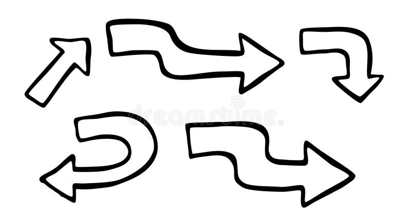 Vector Set 5 Outline Arrow, Isolated on White Stock Vector ...