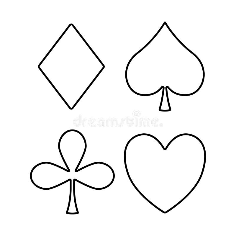 Vector Set of Outline Card Suits Stock Vector - Illustration of club ...