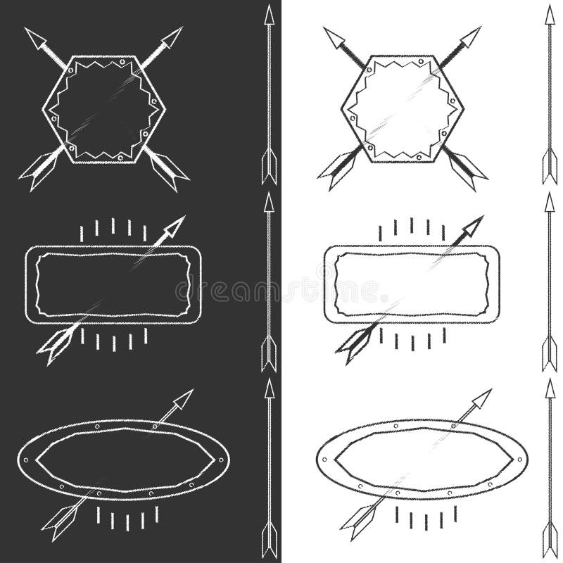 Vector Set of Outline Emblems Stock Vector - Illustration of arrow ...