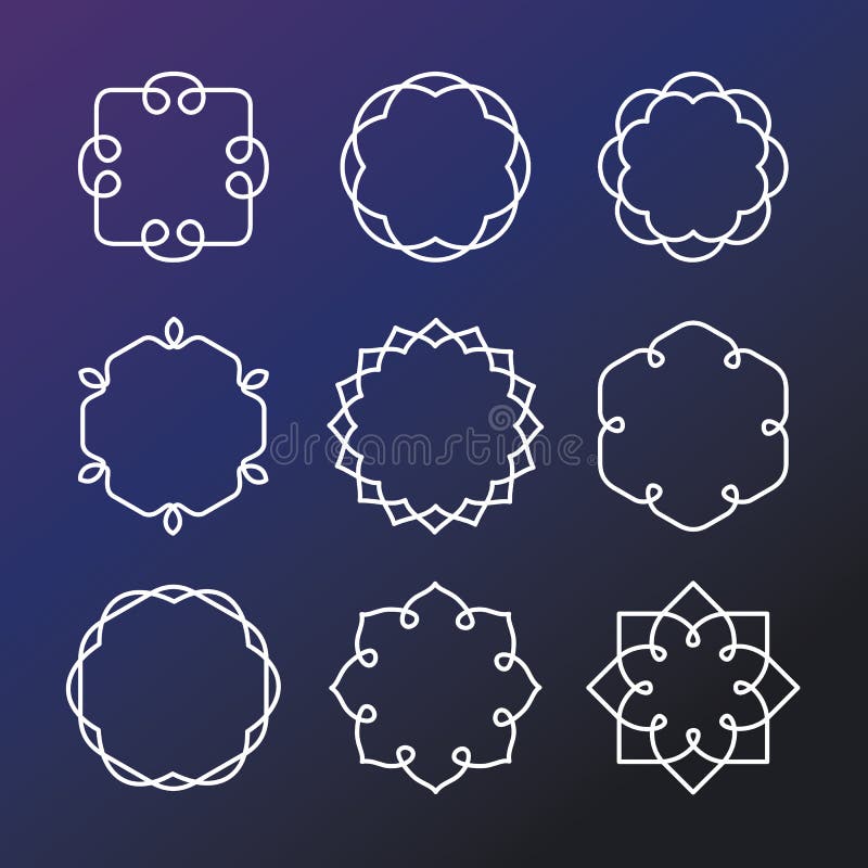 Vector Set of Outline Emblems and Badges Stock Vector - Illustration of ...