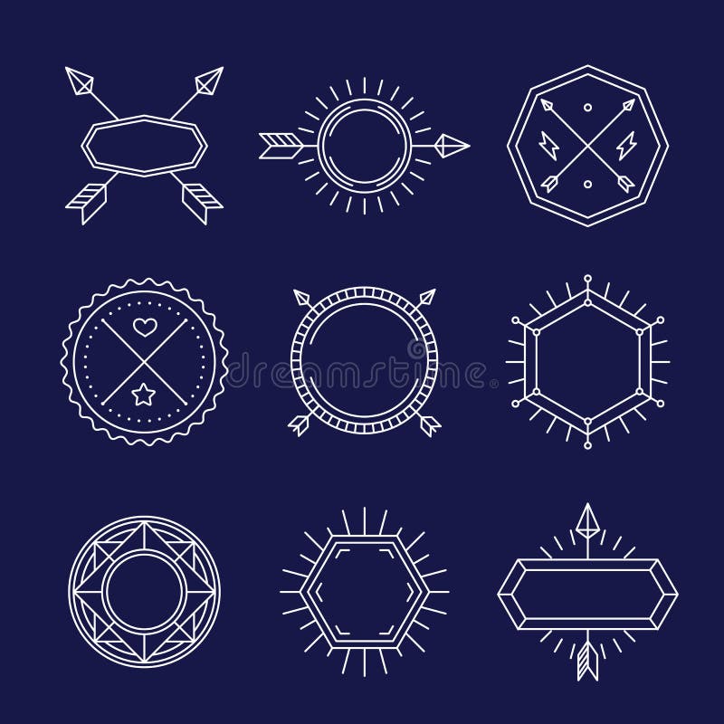 Vector Set of Outline Emblems and Badges Stock Vector - Illustration of ...