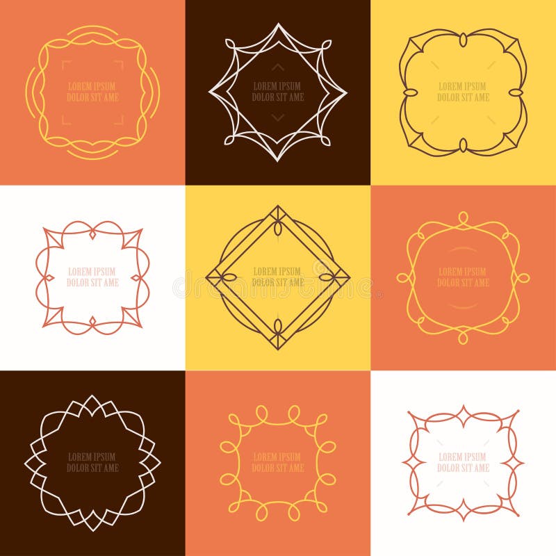 Vector Set of Outline Emblems and Badges. Abstract Templates Stock ...
