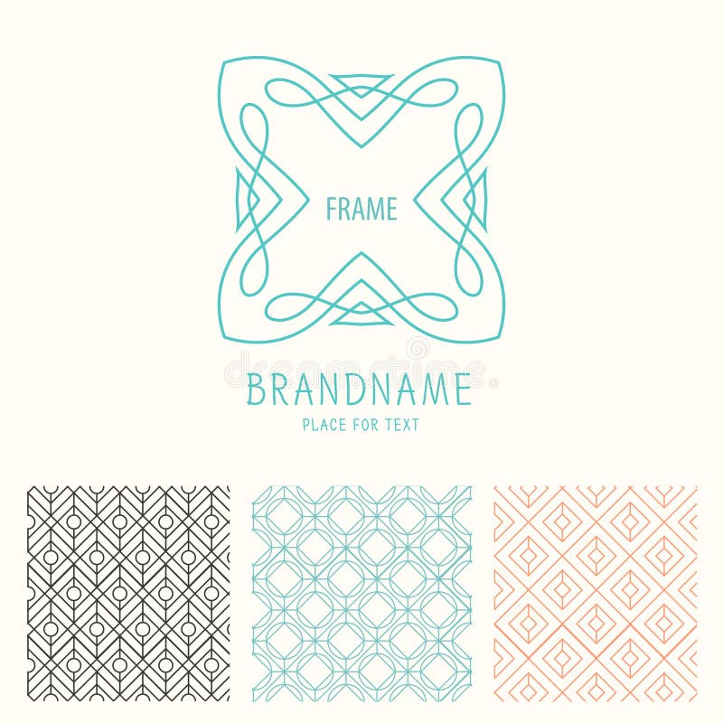 Vector Set of Outline Emblems and Patterns Stock Vector - Illustration ...