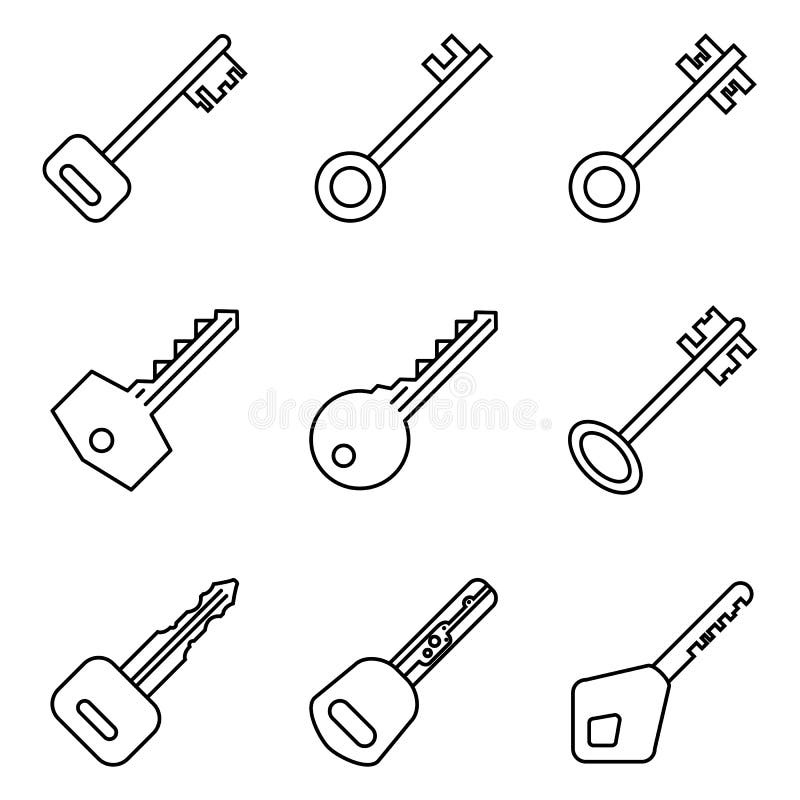 Vector Set of Outline Key Icons Stock Vector - Illustration of morgage ...