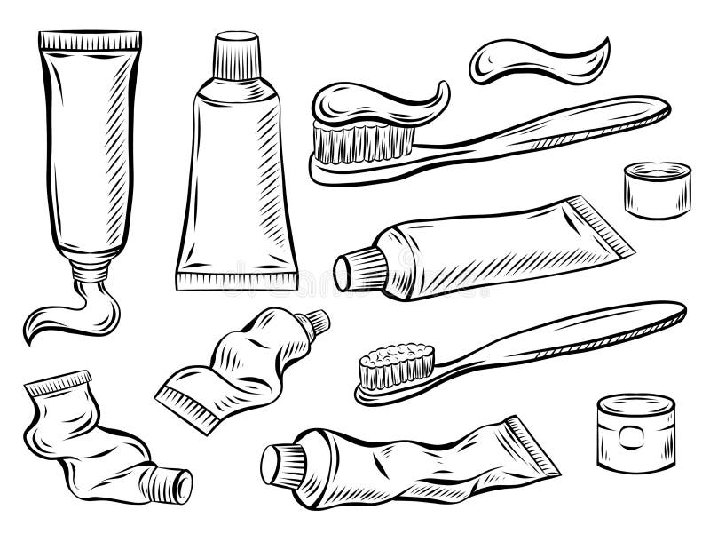 Toothpaste Toothbrush Clip Art Stock Illustrations – 736 Toothpaste ...