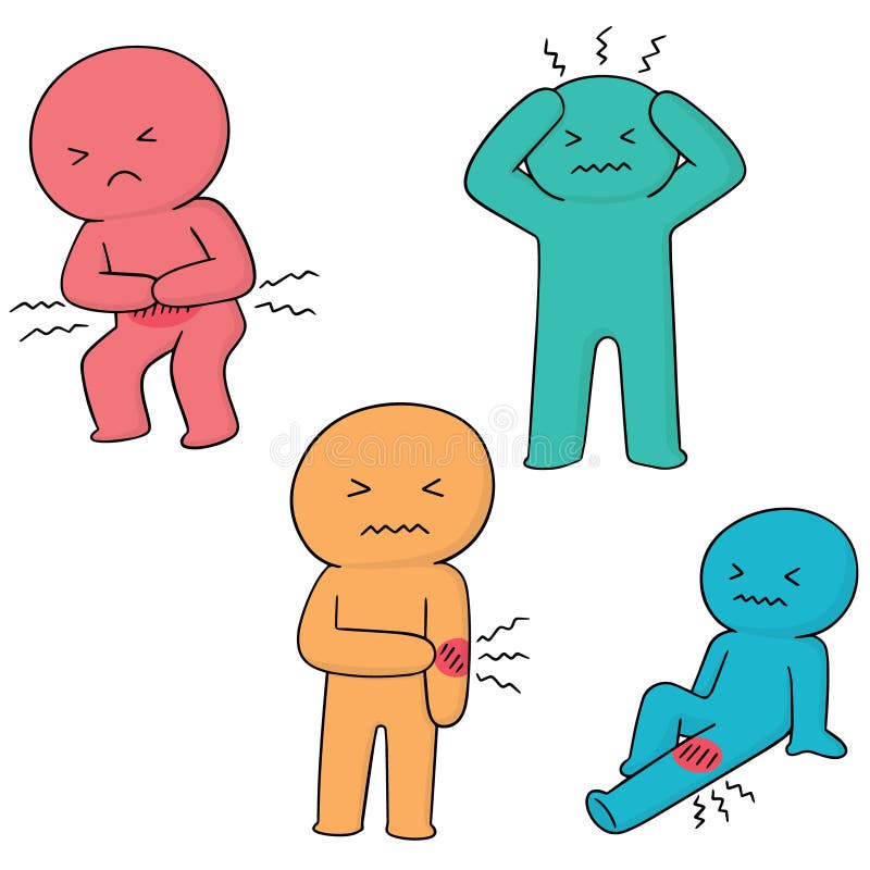 Vector set of pain people stock vector. Illustration of hurt - 133588241