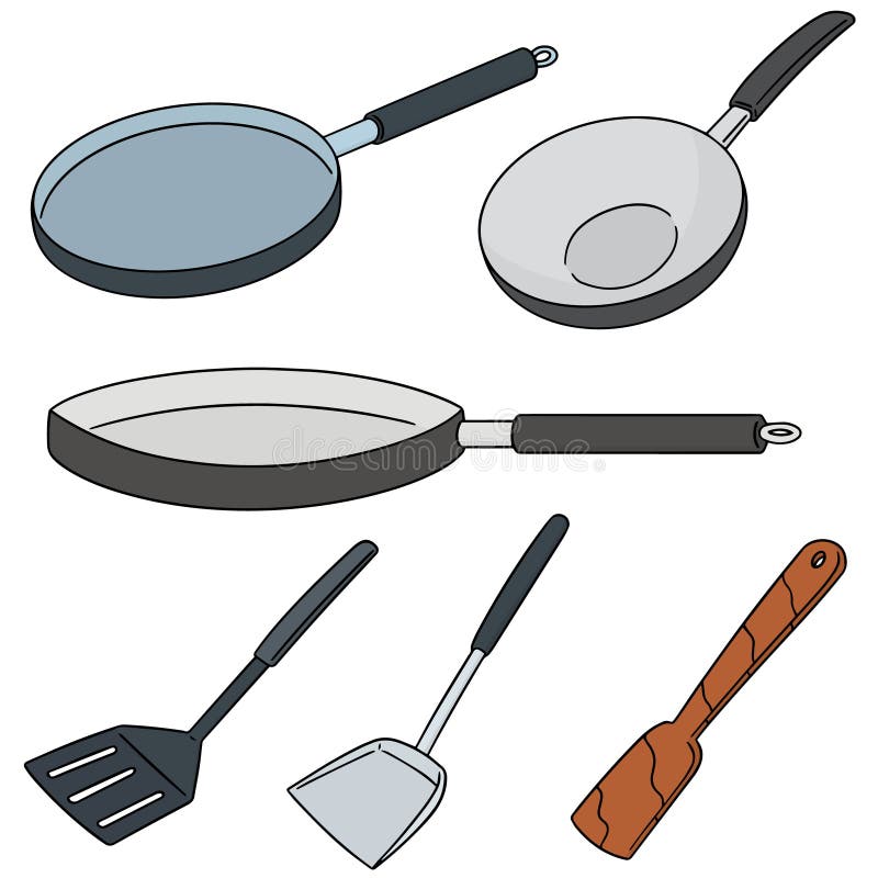 Vector Set of Pan and Flipper Stock Vector - Illustration of dinner ...