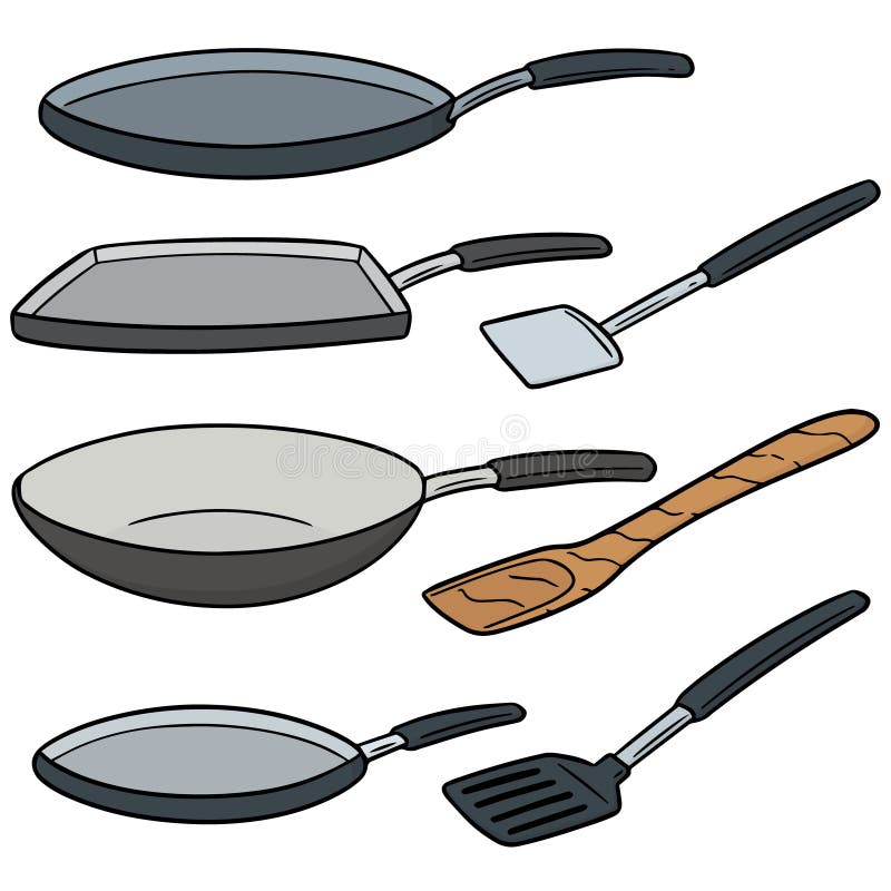 Vector Set of Pan and Flipper Stock Vector - Illustration of dinner ...