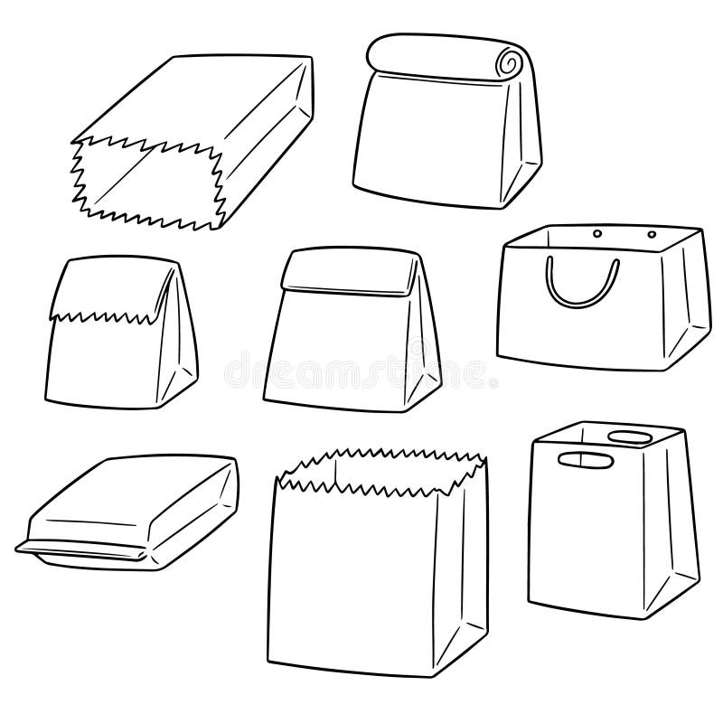 Vector set of paper bag stock vector. Illustration of ecological ...
