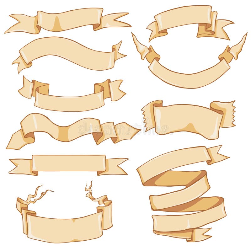 Vector Set of Paper Cartoon Ribbons Stock Vector - Illustration of ...