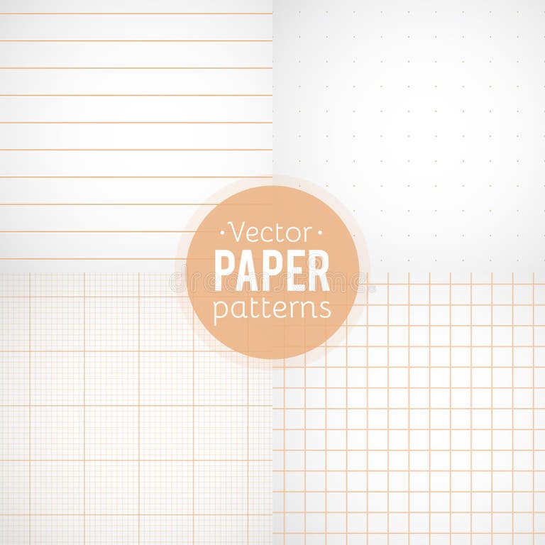 Vector Set of Paper Patterns. Ruled, Dotted, Millimeter and Squared ...