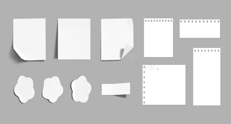 Vector Set of Paper Pieces, Notepad Pages, Sketchbook Blank Papers ...