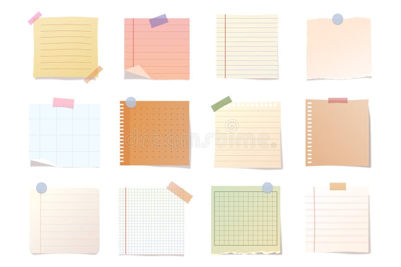 Vector Set of Paper Stickers or Sticky Notes Page. Stock Illustration ...