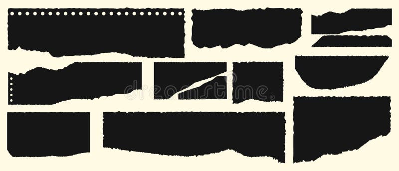 Vector Set of Paper with Torn Edges. Shreds of Notebook Pages. Vector ...
