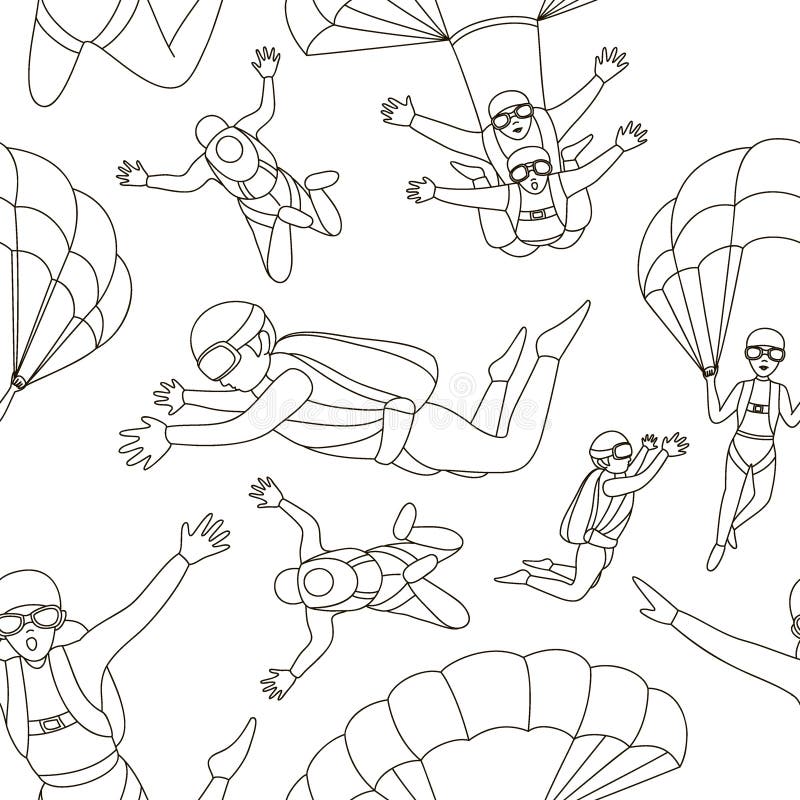 Vector Set of Parachuter Pattern Stock Vector - Illustration of gravity ...