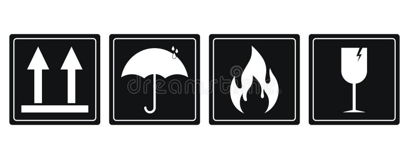 Vector Set of Parcel and Goods Protection Symbols .Warning Icons ...