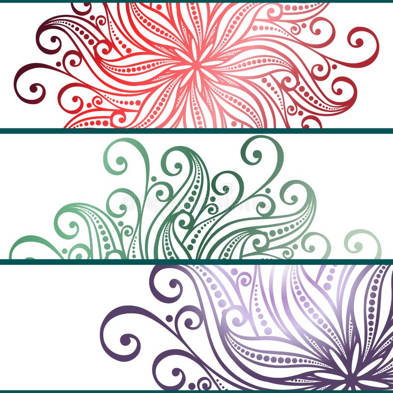 Vector Set of Patterned Banners Stock Vector - Illustration of decor ...