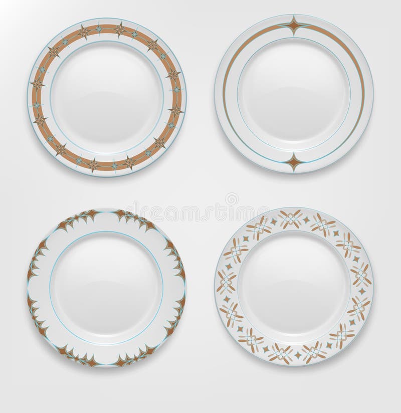 VECTOR Set with Patterns on Plates. Stock Vector - Illustration of ...