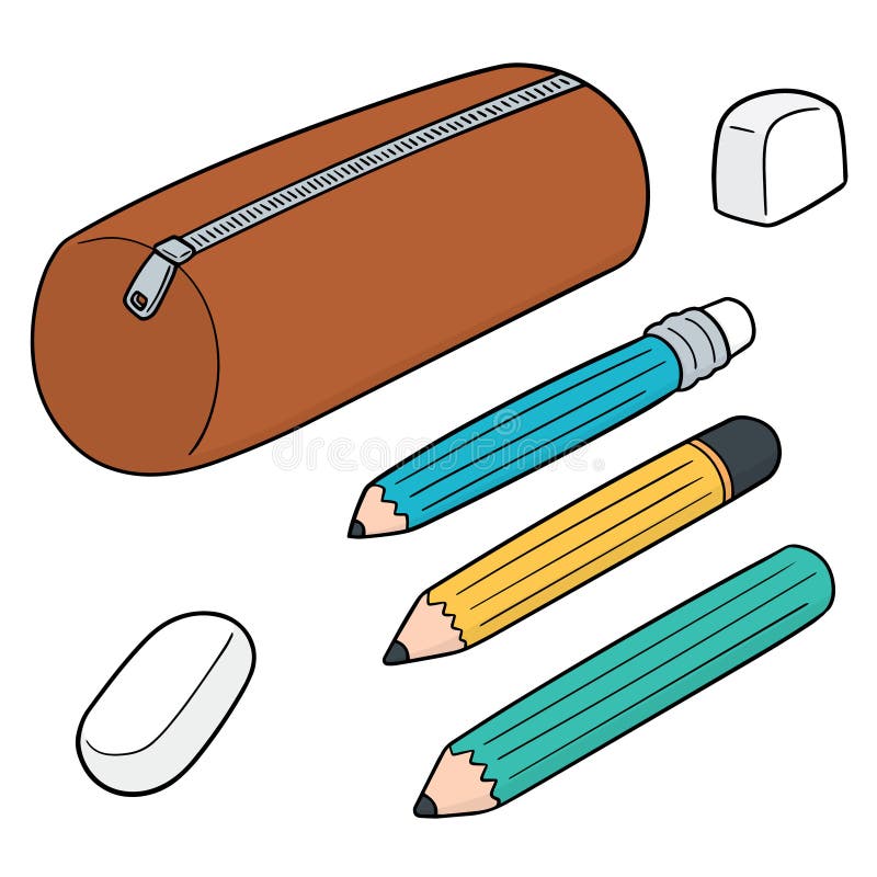 Vector set of pencil case stock vector. Illustration of plastic - 120420664