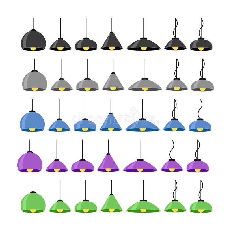 Vector Set of Pendant Ceiling Light Lamps Stock Vector - Illustration ...