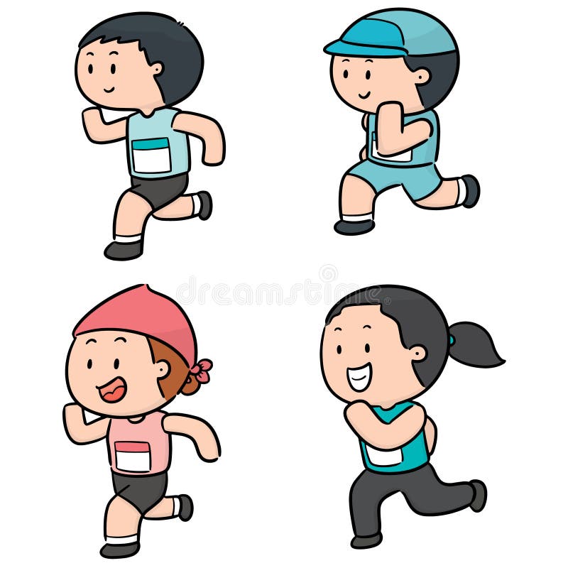 Vector Set of People Running Stock Vector - Illustration of drawn ...