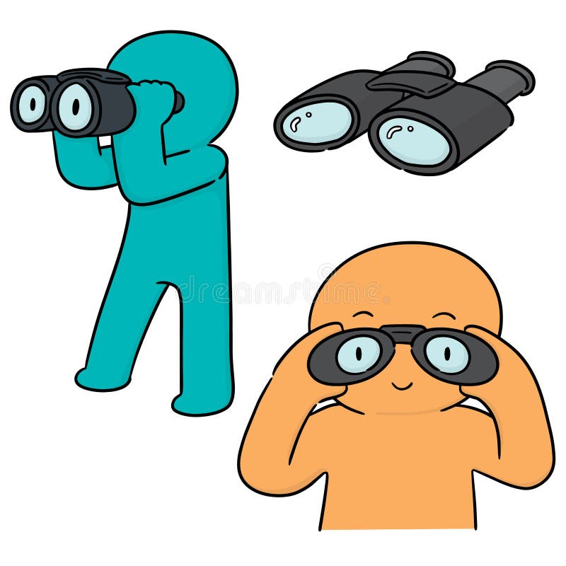 Vector Set of People Using Binoculars Stock Vector - Illustration of ...