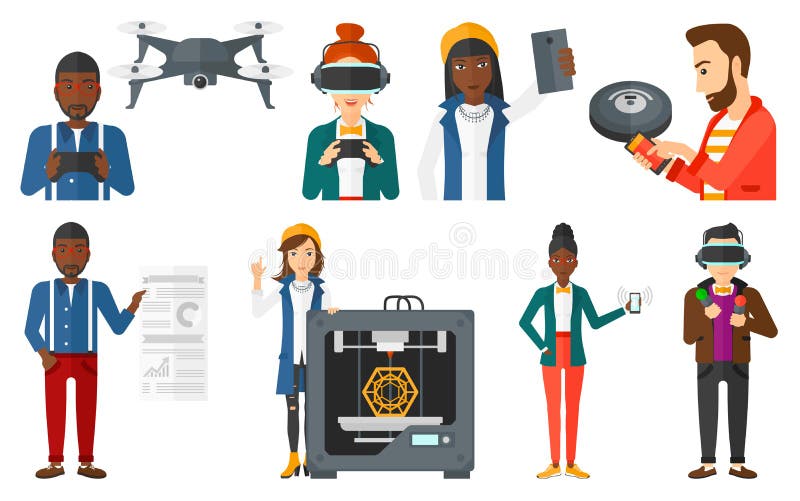 Vector Set of People Using Modern Technologies. Stock Vector ...