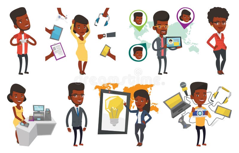 Vector Set of People Using Modern Technologies. Stock Vector ...