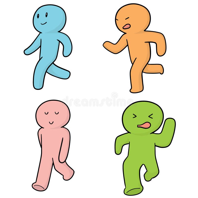Vector Set of People Walk and Run Stock Vector - Illustration of race ...