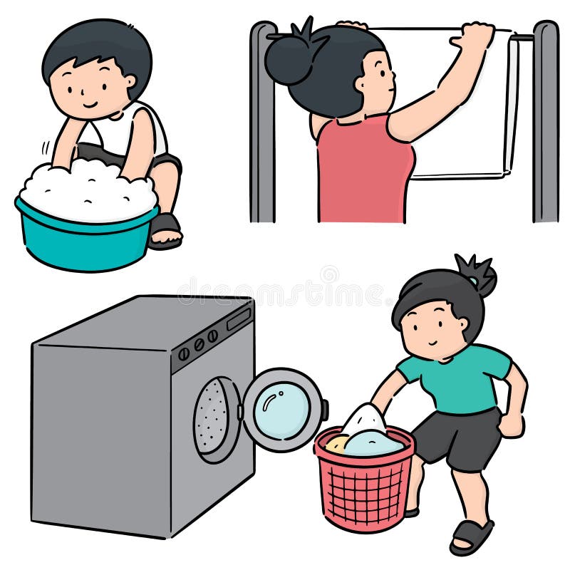 Vector Set of Washing Machine Stock Vector - Illustration of detergent ...