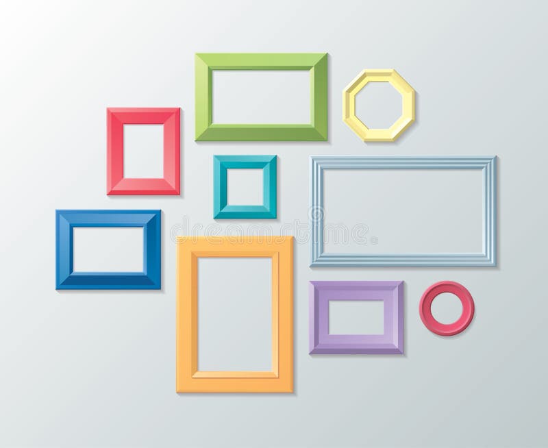 Vector Set of Photo Frames on the Wall Stock Vector - Illustration of ...
