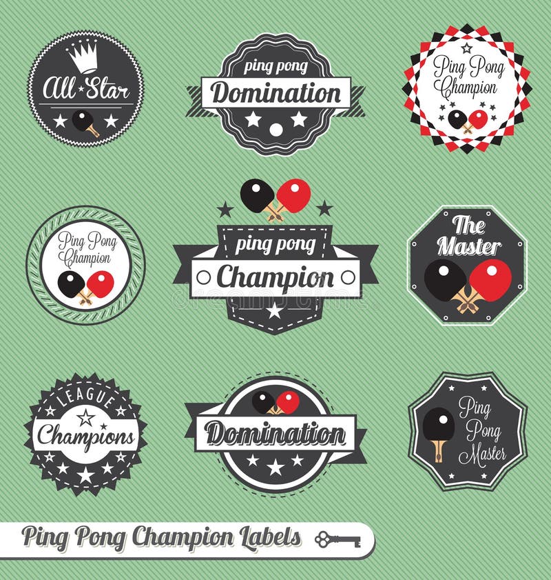 Vector Set: Ping Pong Champion Labels and Icons Stock Vector ...