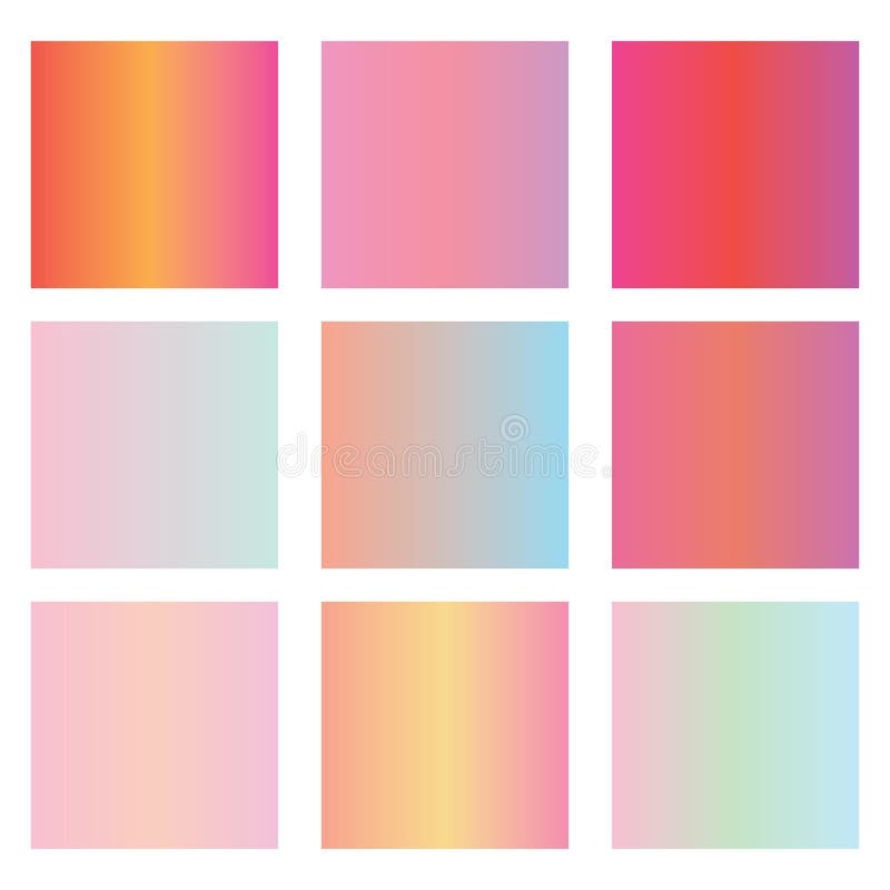 Vector Set of 9 Pink Colorful Gradients Stock Vector - Illustration of ...