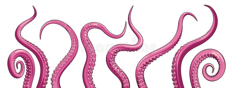 A Vector Set of Pink Octopus Tentacles. Underwater Monster Graphic ...