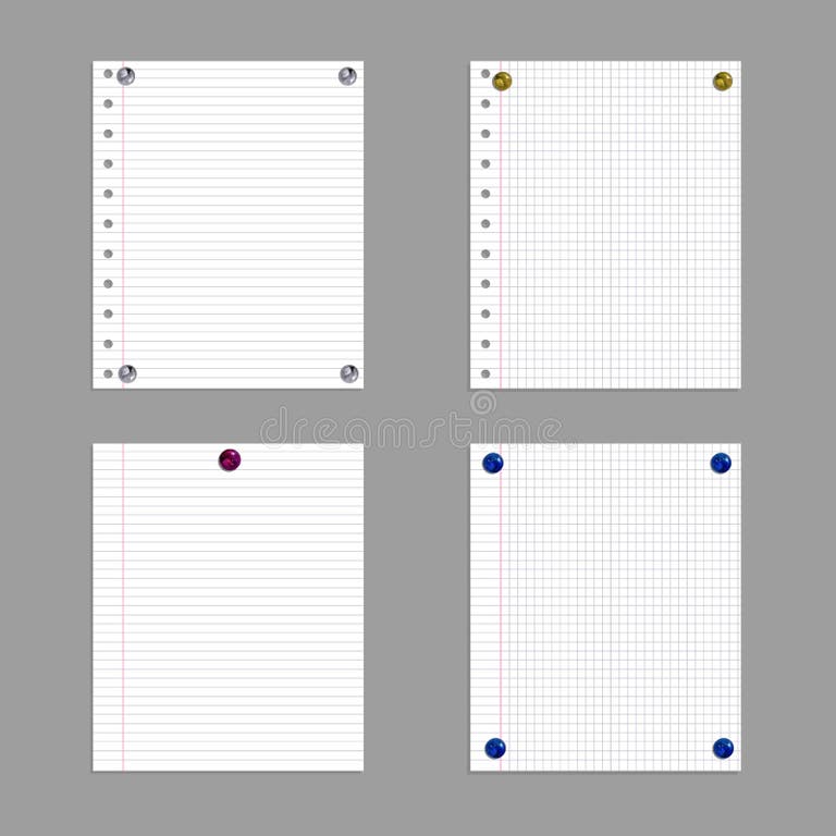 Vector Set of Pinned Paper Sheets Isolated, Frames, Realistic Pin ...