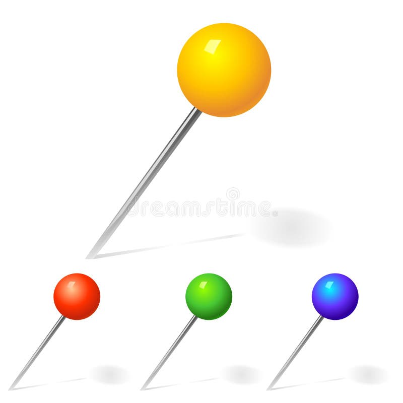Vector Set of Pins Yellow, Red, Green, Blue Stock Vector - Illustration ...