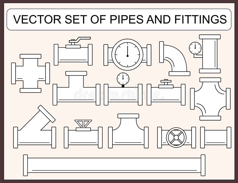 Vector Set of Pipes and Fittings Stock Vector - Illustration of sewage ...