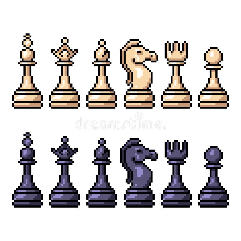 Vector Set of Pixel Art Icons for Chess Pieces Stock Illustration ...