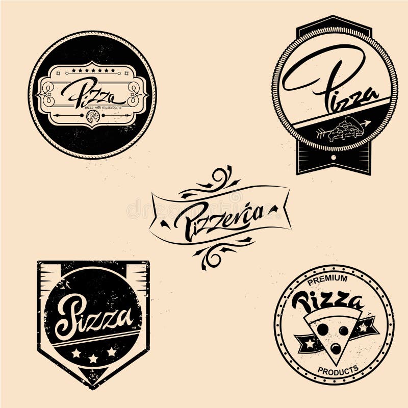 Vector Set of Pizza Labels, Design Elements Stock Vector - Illustration ...