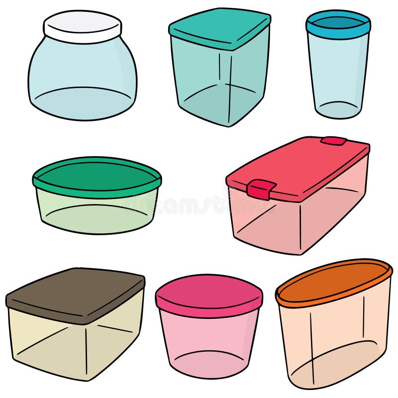 Vector Set of Plastic Container Stock Vector - Illustration of kitchen ...