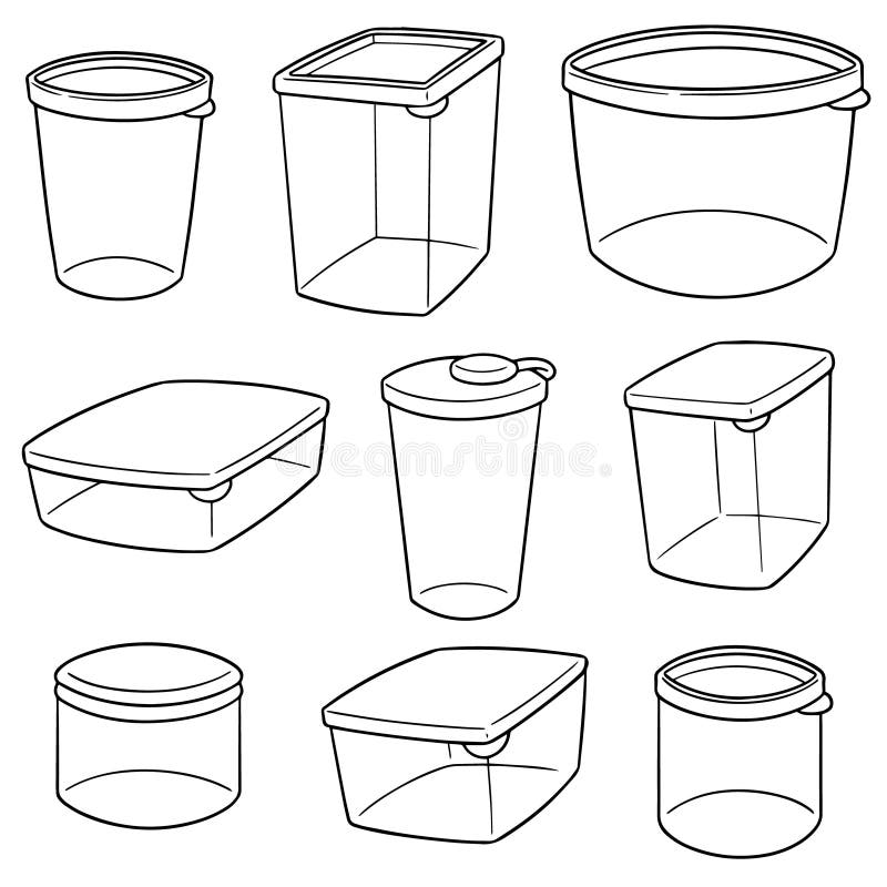 Vector Set of Plastic Container Stock Vector - Illustration of carry ...