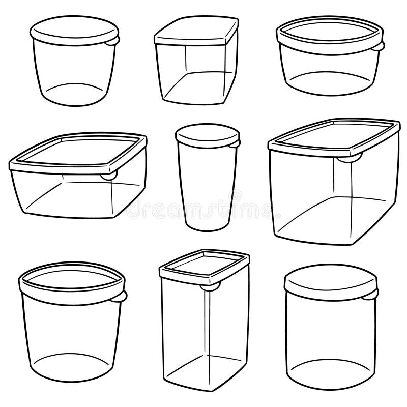 Vector Set of Plastic Container Stock Vector - Illustration of cooking ...