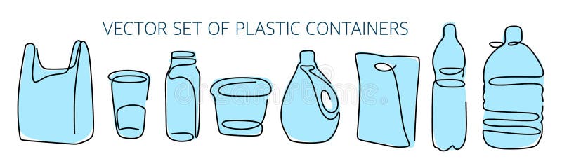 Vector Set of Plastic Containers. Package, Cup, Bottle, Container, and ...