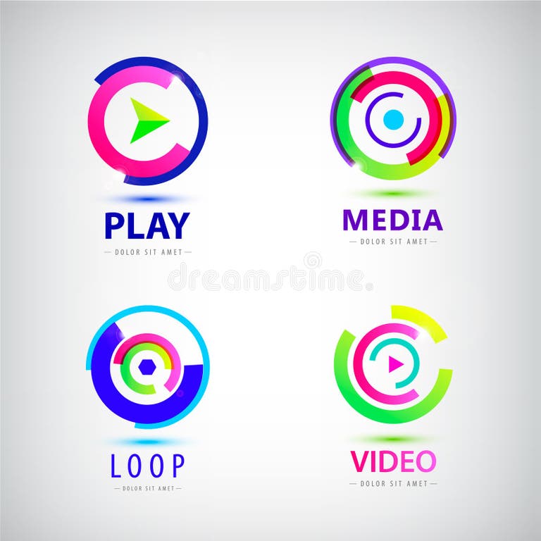 Vector Set of Play Logos, Media, Video Stock Vector - Illustration of ...