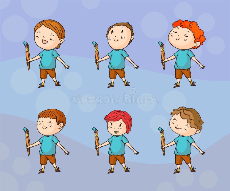 Vector Set of Playing Creative Children in Doodle Style, Kids Drawing ...
