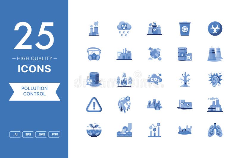 Vector Set of Pollution Control Icons Stock Vector - Illustration of ...