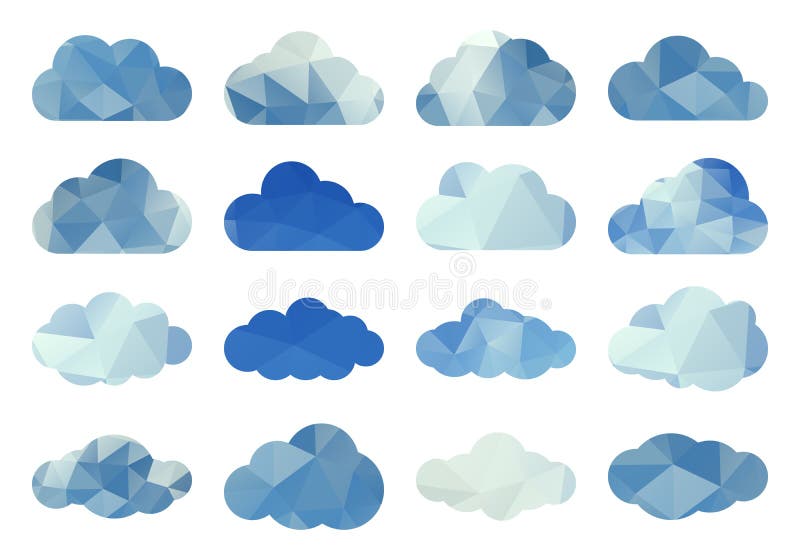 Vector Set of Polygon Clouds. Stock Vector - Illustration of concept ...