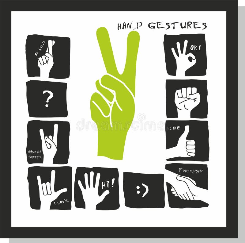 Vector Set of Positive Hand Gestures Stock Vector - Illustration of ...
