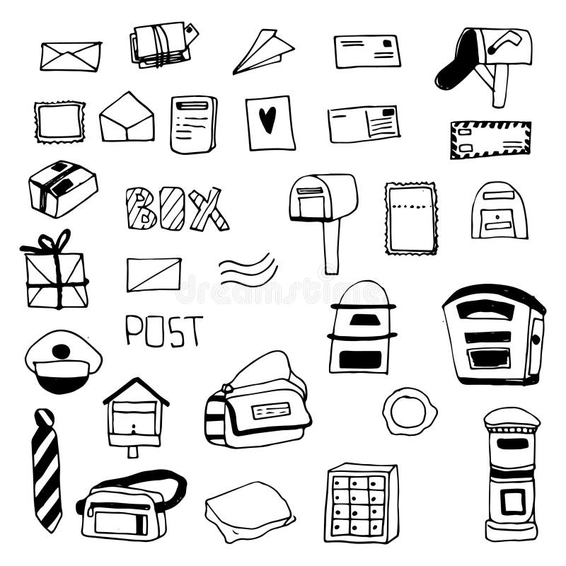 Vector Set Post Office Parcels Letters. Telegrams Stock Vector ...